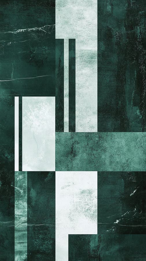 Digital Wallpaper Featuring Geometric Patterns in Shades of Emerald ...