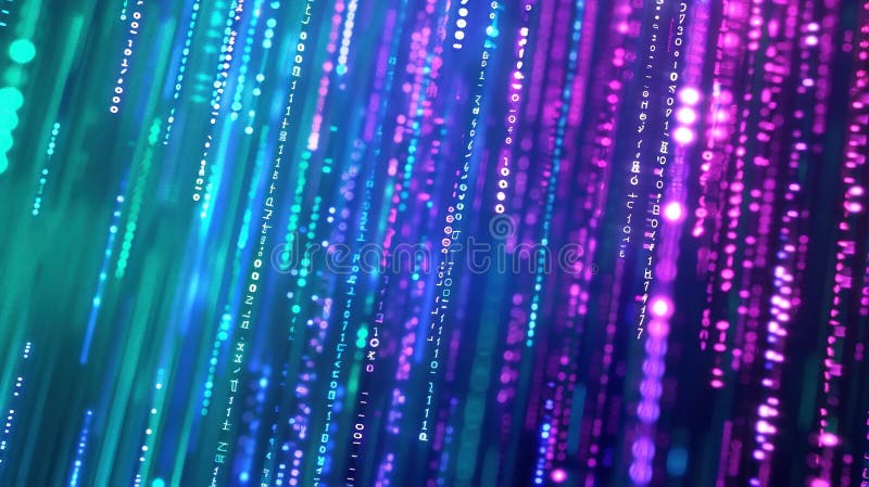 Digital Wallpaper in Style of Matrix Style Data Flows in Neon Colors ...