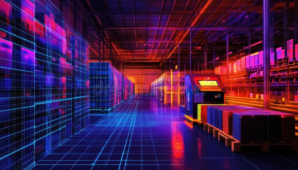 Digital Warehouse with Electronic Grids and a Bar Code Scanner in ...