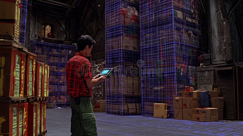 Digital Warehouse Electronic Grids Barcode Scanner Stock Photos - Free ...