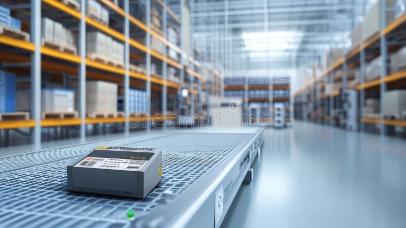 Digital Warehouse with Electronic Grids, Barcode Scanner Stock Photo ...