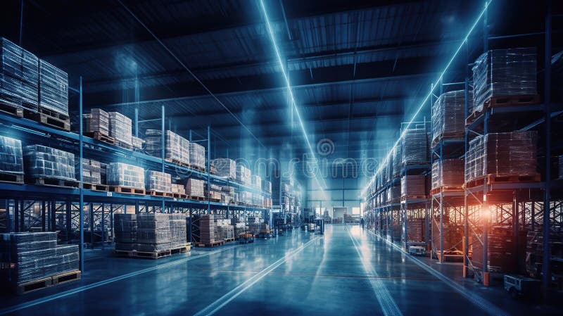 Digital Warehouse with Electronic Grids Connected To a Bar Code Scanner ...
