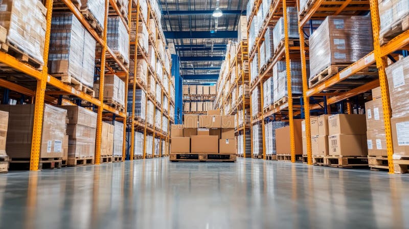 Digital Warehouse with Electronic Grids Stock Photo - Image of ...