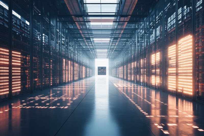 Digital Warehouse with Electronic Grids Stock Image - Image of grids ...