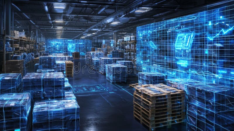 A Digital Warehouse with Grids Connected To a Barcode Scanner ...