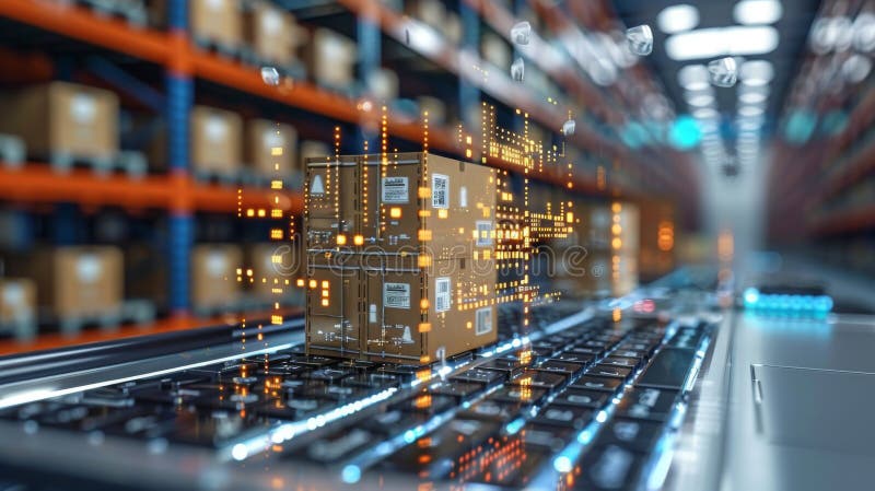 Digital Warehouse Management.Smart Logistics Stock Illustration ...