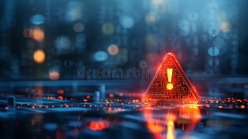 Digital Warning Alert on High-Tech Background Stock Illustration ...