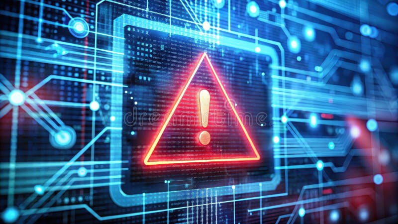 Digital Warning Sign System Alert and Network Security. Generative AI ...