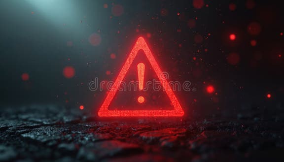 Digital Warning Symbol Emits Cautionary Signal Representing Danger ...