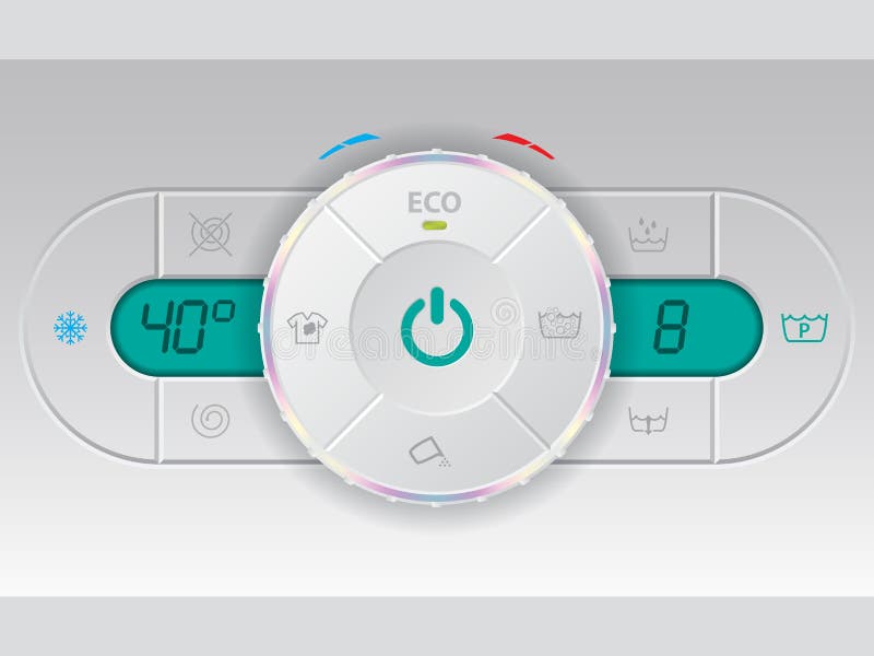 Wash Machine Control Panel with Pink Lcd Stock Illustration ...