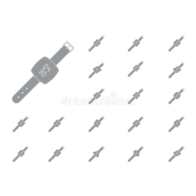 Digital Watch Wristwatch Black Rubber Strap Stock Vector - Illustration ...