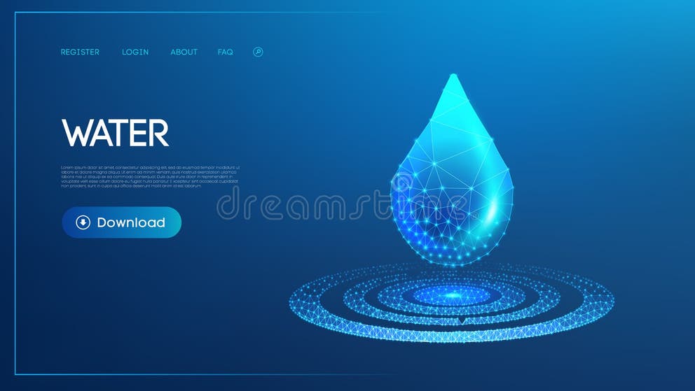 Digital Water Drop with Glowing Polygonal Pattern and Blue Tones for ...