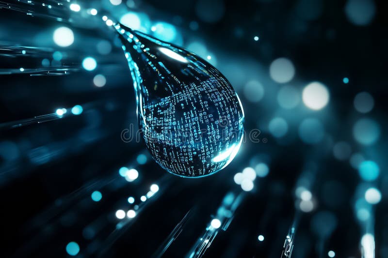 A Digital Water Droplet Reflects Binary Code while Suspended in a ...