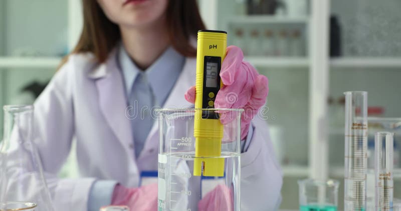 Digital Water Test in Hand of Scientist Water Analysis Technology Stock ...