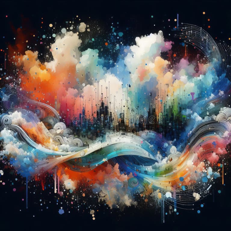 Digital Watercolor Code Splashes Like Watercolor Paint Vivid and Stock ...