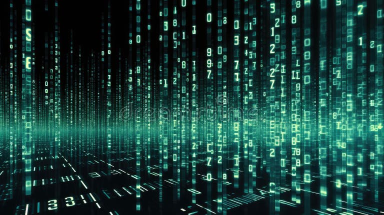 Digital Waterfall, a Binary Deluge Stock Illustration - Illustration of symmetry, data: 302227310