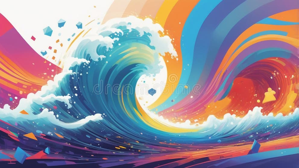 Digital Wave: an Abstract Wave of Binary Code, Pixels, and Geometric ...