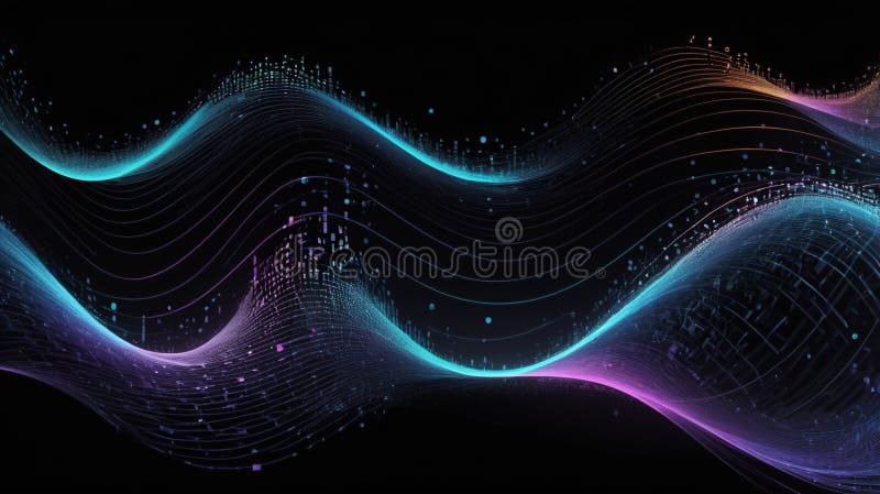 Digital Wave: an Abstract Wave of Binary Code, Pixels, and Geometric ...