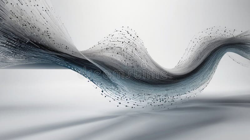 Digital Wave: an Abstract Wave of Binary Code, Pixels, and Geometric Shapes, Illustrating the ...