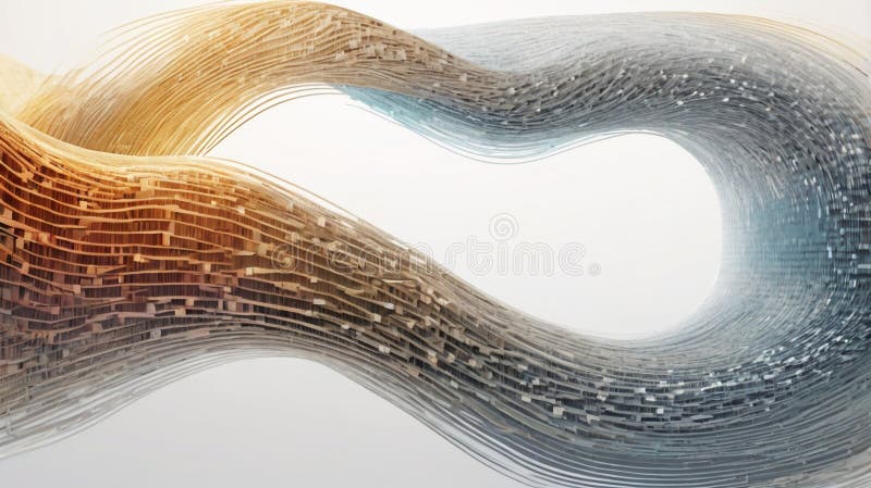 Digital Wave: an Abstract Wave of Binary Code, Pixels, and Geometric Shapes, Illustrating the ...