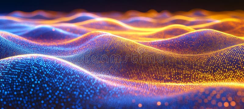 Digital Wave. Abstract Flowing Particle Background with Luminous ...