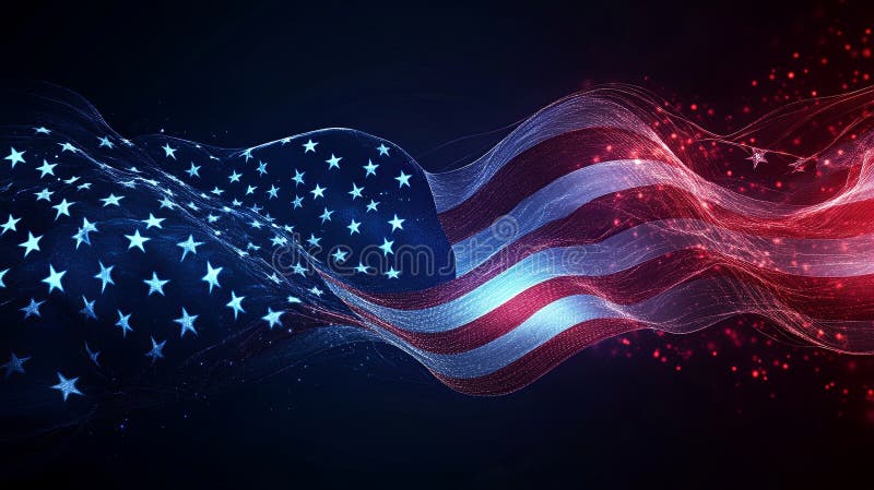 A Digital Wave of the American Flag with AI-generated Flowing Motion ...