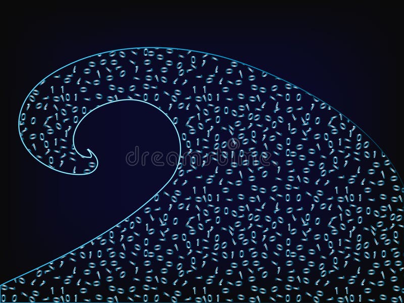 Digital Wave with Binary Code Vector Stock Vector - Illustration of ...