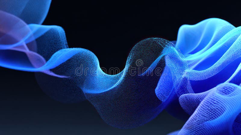 Digital Wave with Blue Glowing Particles Flowing in Dark Background ...