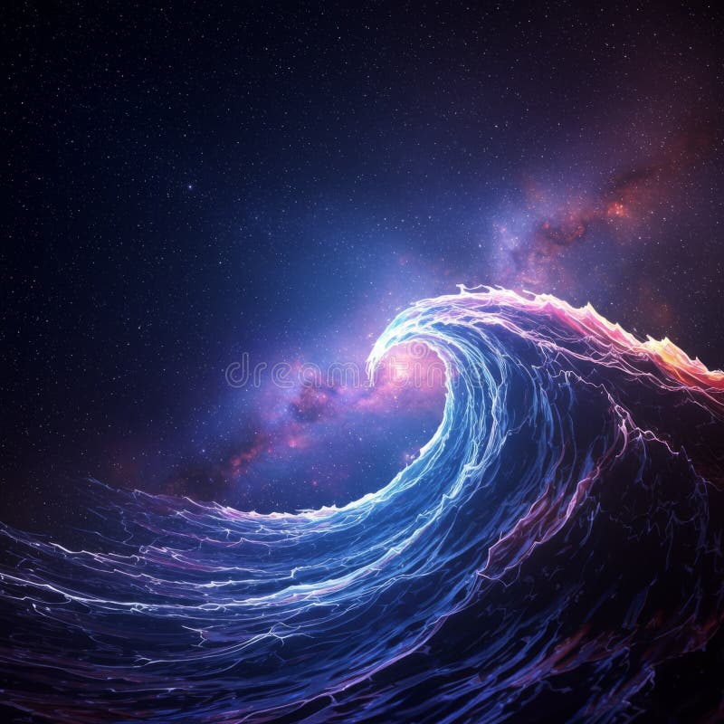 Digital Wave in Cosmic Space: Glowing Blue and Purple Nebula Stock ...