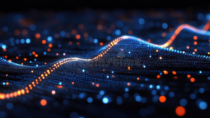 Digital Wave Data Flow, Futuristic Tech Background, Abstract Network Stock Photo - Image of glow ...
