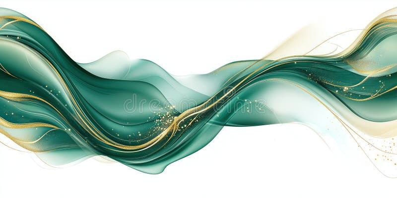Digital Wave Design in Gradient Green and Gold. Modern Abstract Pattern ...