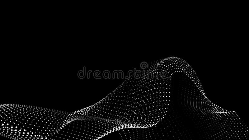 Digital Wave with Dots on the Black Background. Big Data Visualization ...