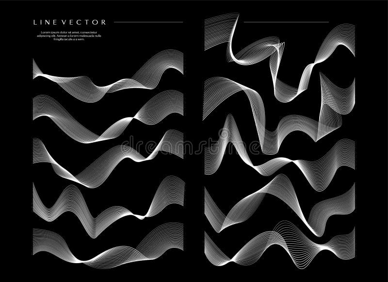 Digital Wave Form Blend Line Design Vector Bundle. Abstract Motion ...