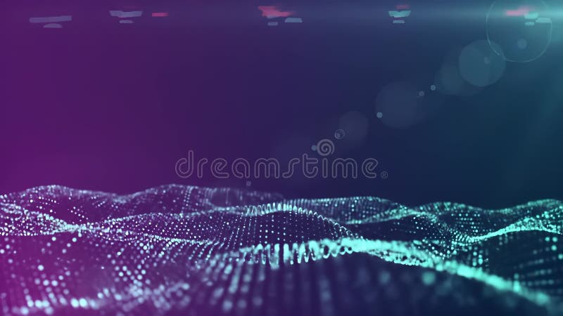 Digital Wave of Illuminated Particles Creating a Flowing, Abstract Futuristic Data Visualization ...