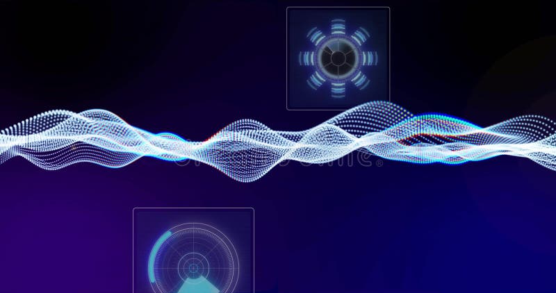 Digital Wave Image Over Various Technology Icons on Dark Background ...