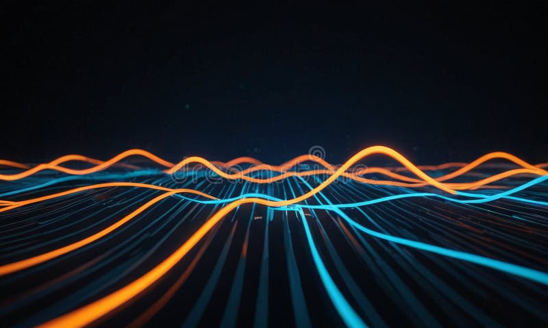 Digital Wave-like Pattern with Alternating Orange and Blue Lines ...