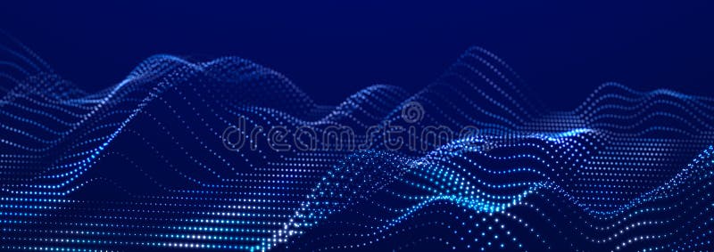 Digital Wave with Many Dots. Abstract Backdrop of Dynamic Wave ...