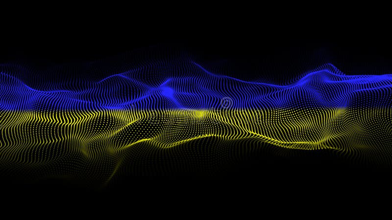 Digital Wave with Many Dots in a Ukraine Flag Form. the Futuristic ...