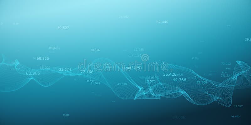 A Digital Wave with Numerical Data Points on a Blue Gradient Background ...