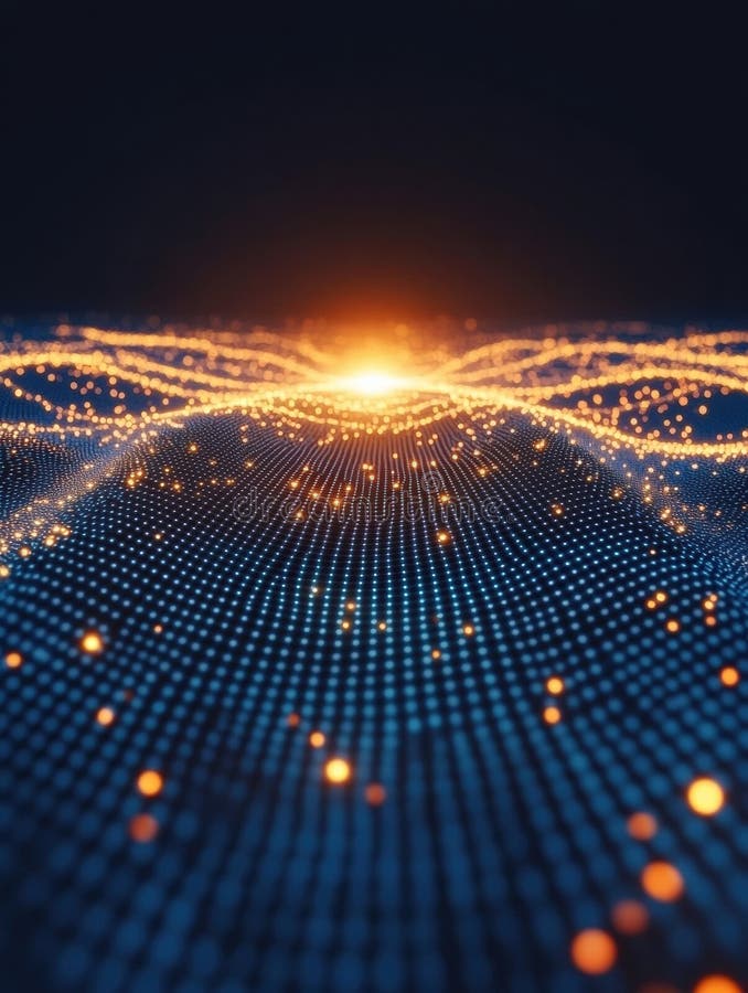 Digital Wave Pattern with Glowing Particles Creates a Mesmerizing ...