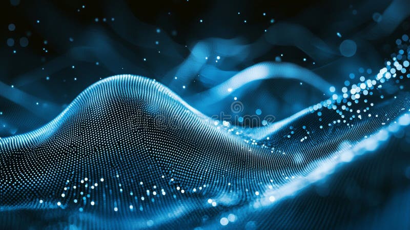 Digital Wave Pattern Made Glowing Blue Particles Motion Stock Photos ...
