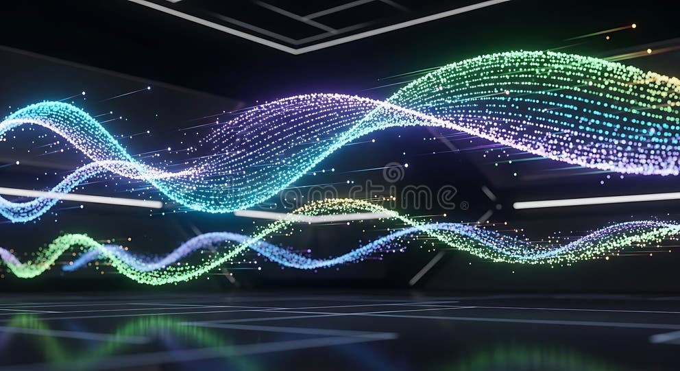 A Digital Wave Visualization Features Colorful, Flowing Strands of ...