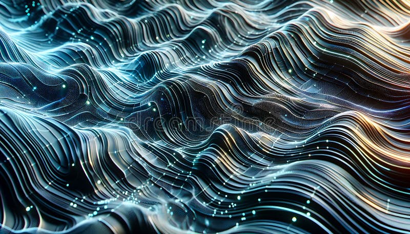 Digital Waveform with Luminous Lines and Dotted Particles Stock ...