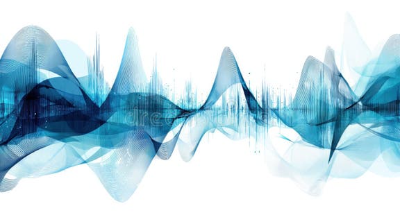 Digital Waveform Pulse Displays Vibrant Blue Patterns on a Clean White ...