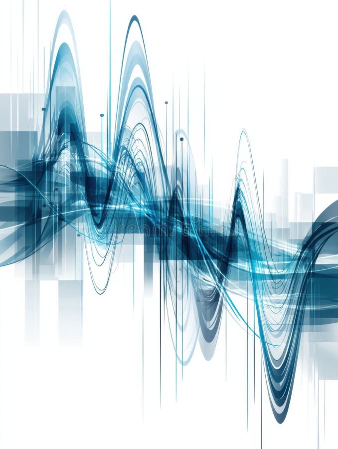 Digital Waveform Pulse Illustration with Blue Tones on a White Backdrop ...