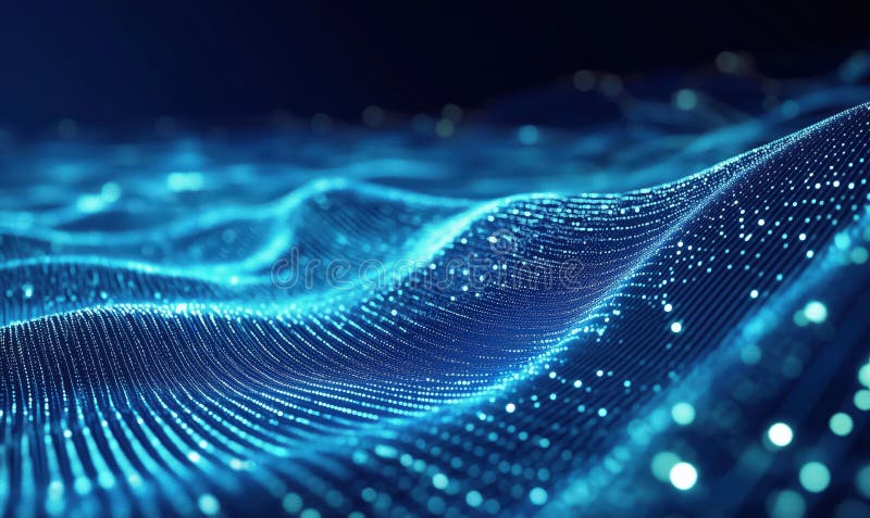 Digital Waveform Representation of Data Flow with Glowing Blue ...