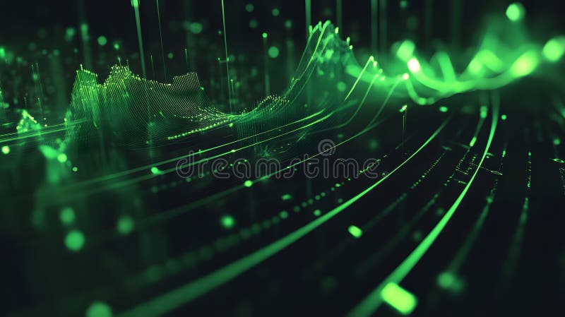 Digital Waveforms Glowing in Green, Tech-inspired Audio Visualizer ...