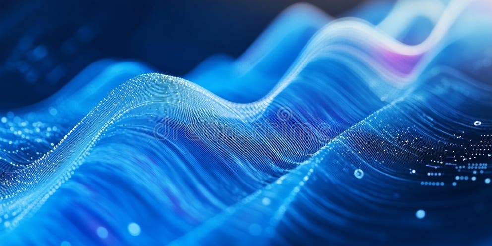 Digital Waves Abstract Blue Lines And Dots Creating Dynamic Motion