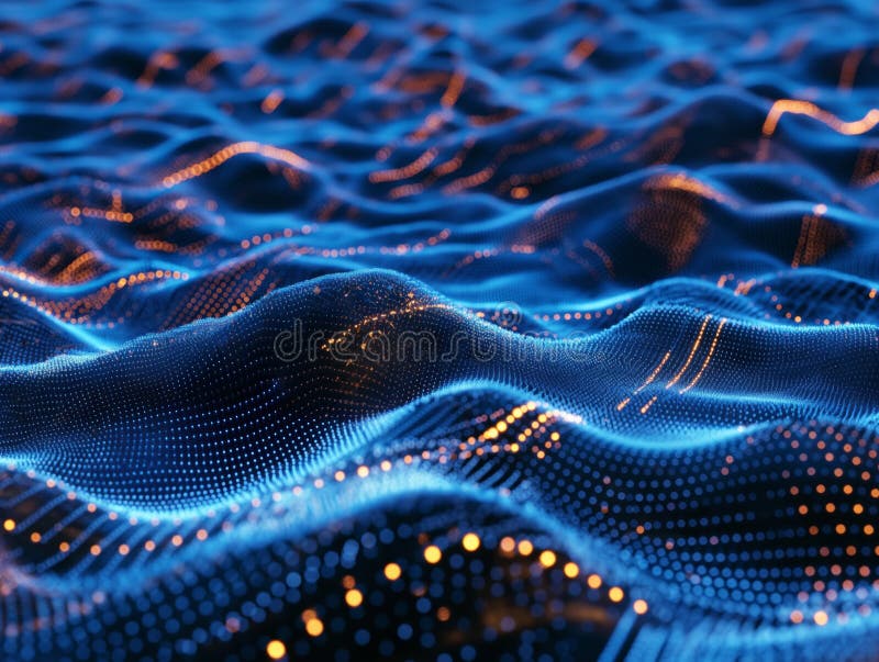 Digital Waves of Blue and Orange Light Stock Image - Image of cyber ...