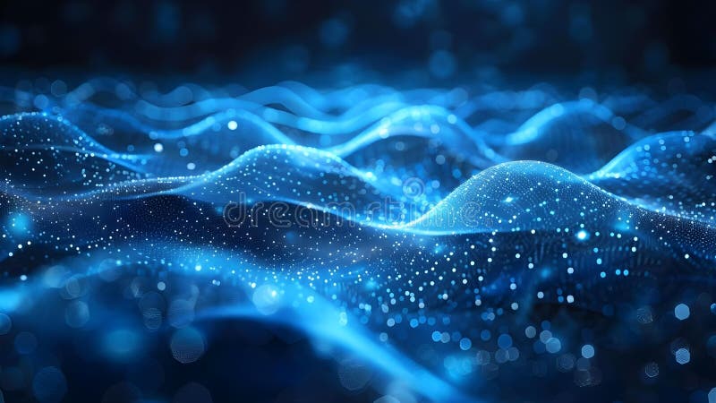 Digital Waves in a Sea of Blue - Quantum Synapses. Concept Quantum ...